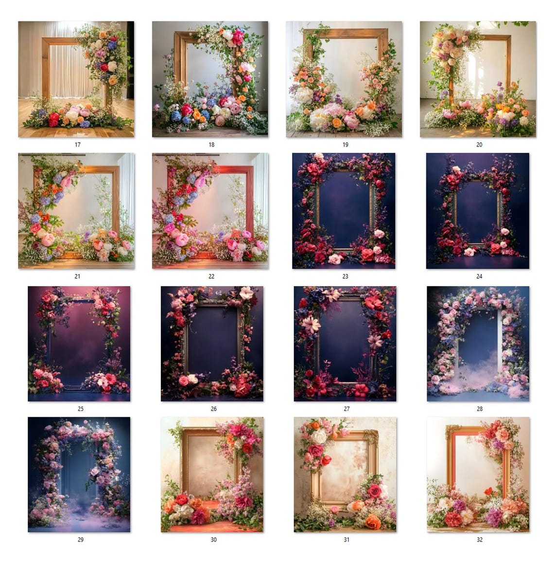 50 Floral Frame Digital Backdrops: Maternity Photography Overlays (JPG ...