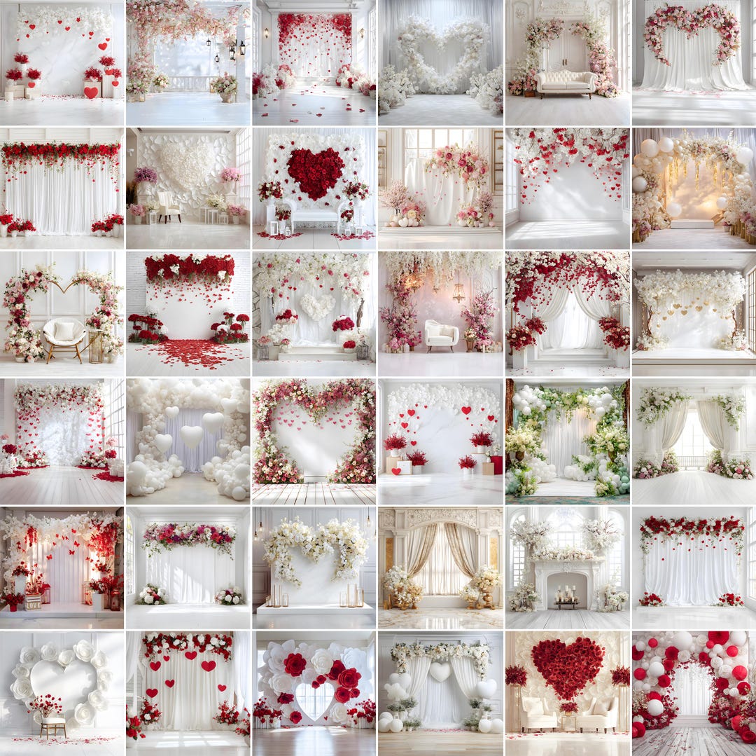 85 White Valentines Day Digital Photography Backdrops: Romantic Cozy ...
