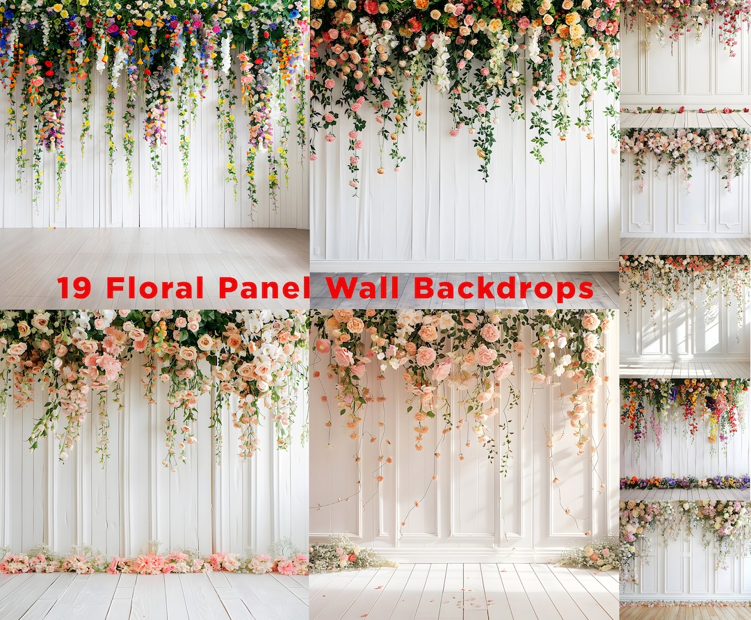 Floral White Panel Wall Digital Backdrops: Maternity Photography (JPG ...