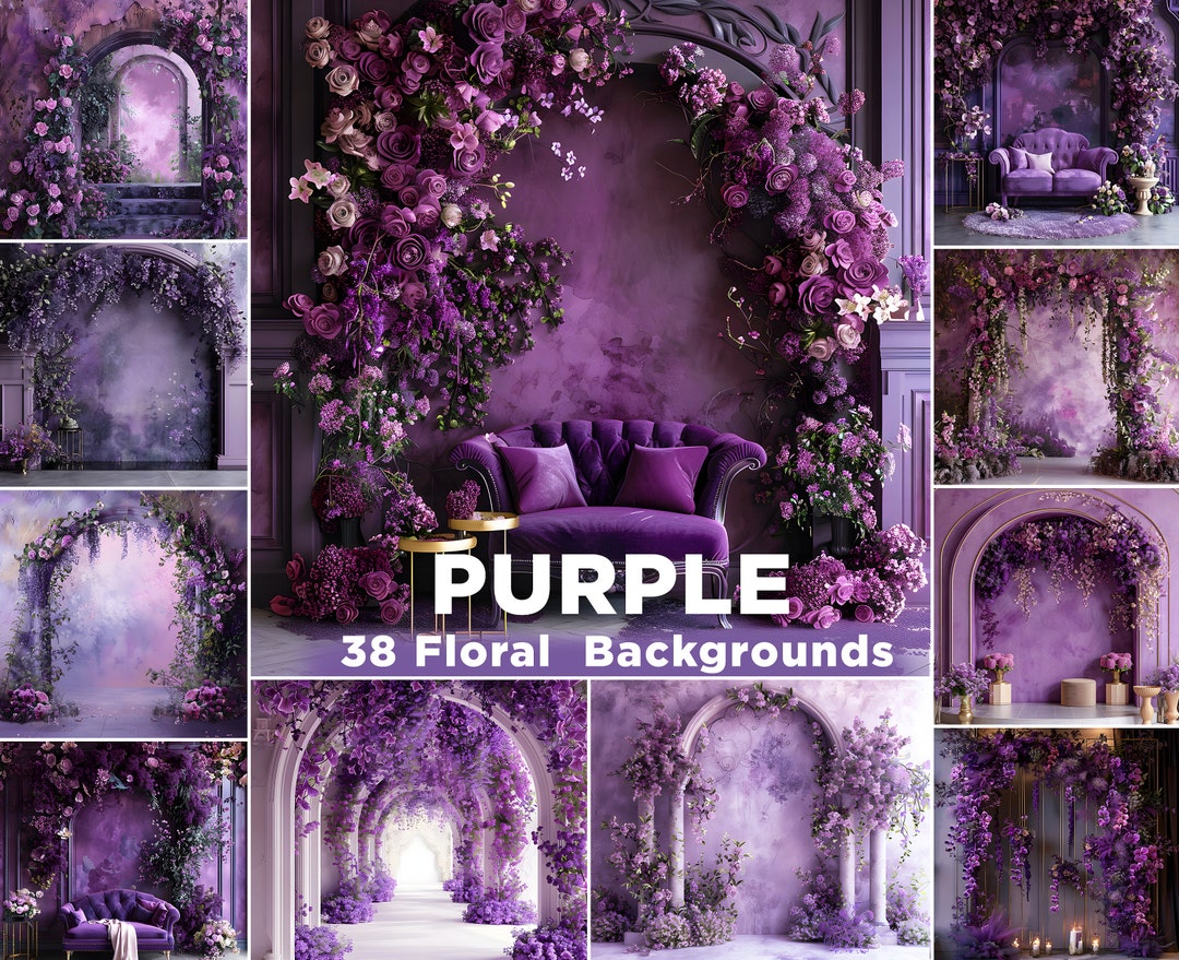 38 Purple Floral Backgrounds, Floral Arch Digital Backdrops ...