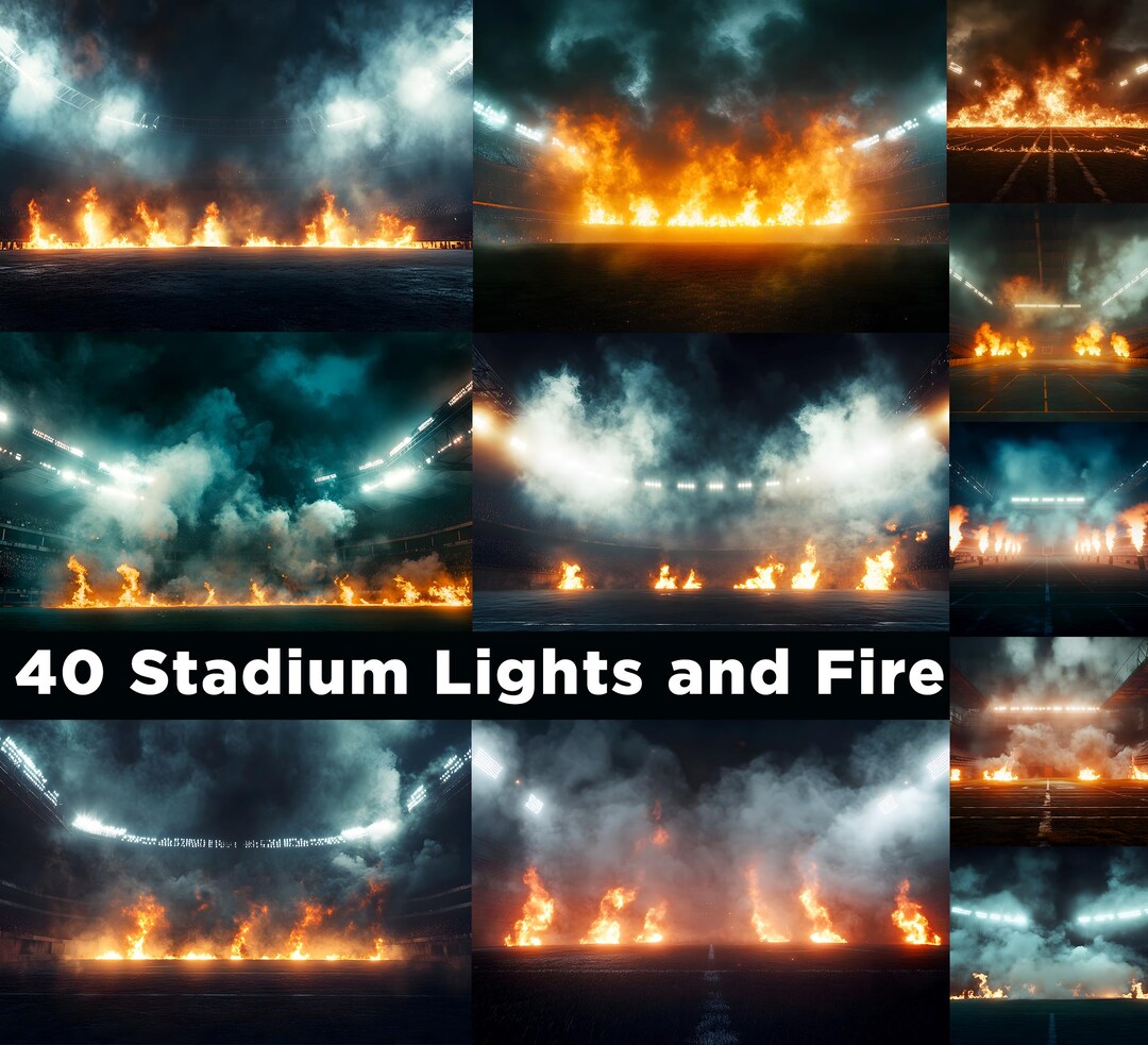 Stadium Lights & Fire Digital Backdrops: Sports Photography Templates ...