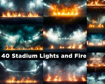 Stadium Lights & Fire Digital Backdrops: Sports Photography Templates ...