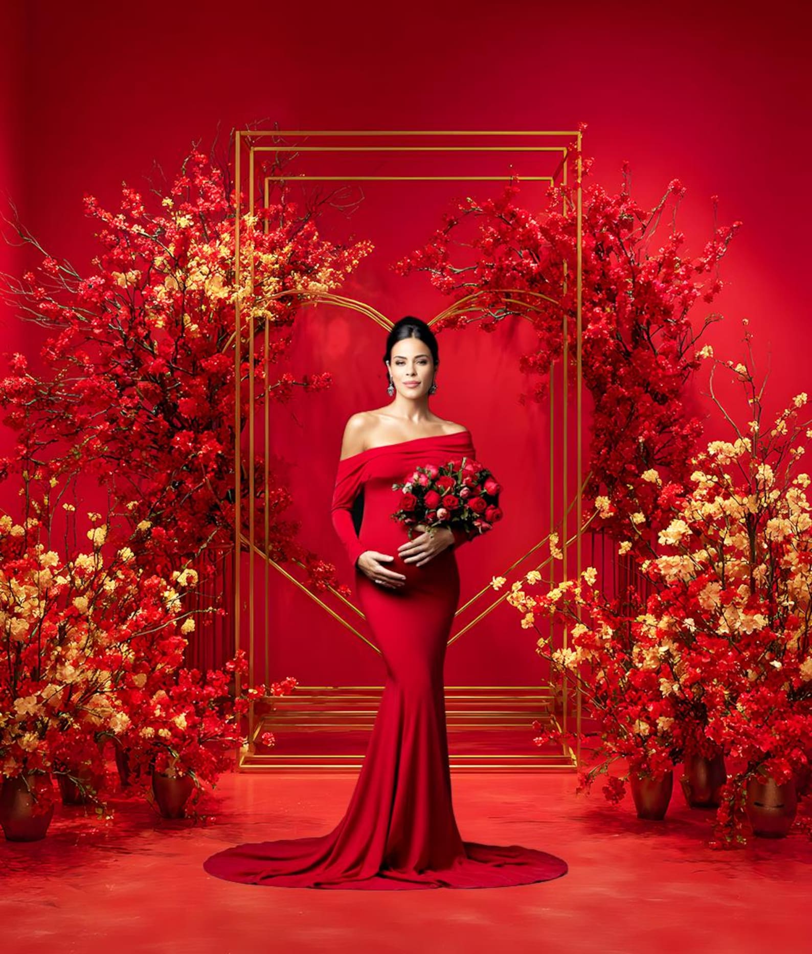 40 Red Floral Frame Digital Backdrops : Romantic Valentine's Day ...