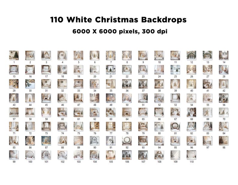 110 White Christmas Digital Backdrops: Festive Holiday Photography ...