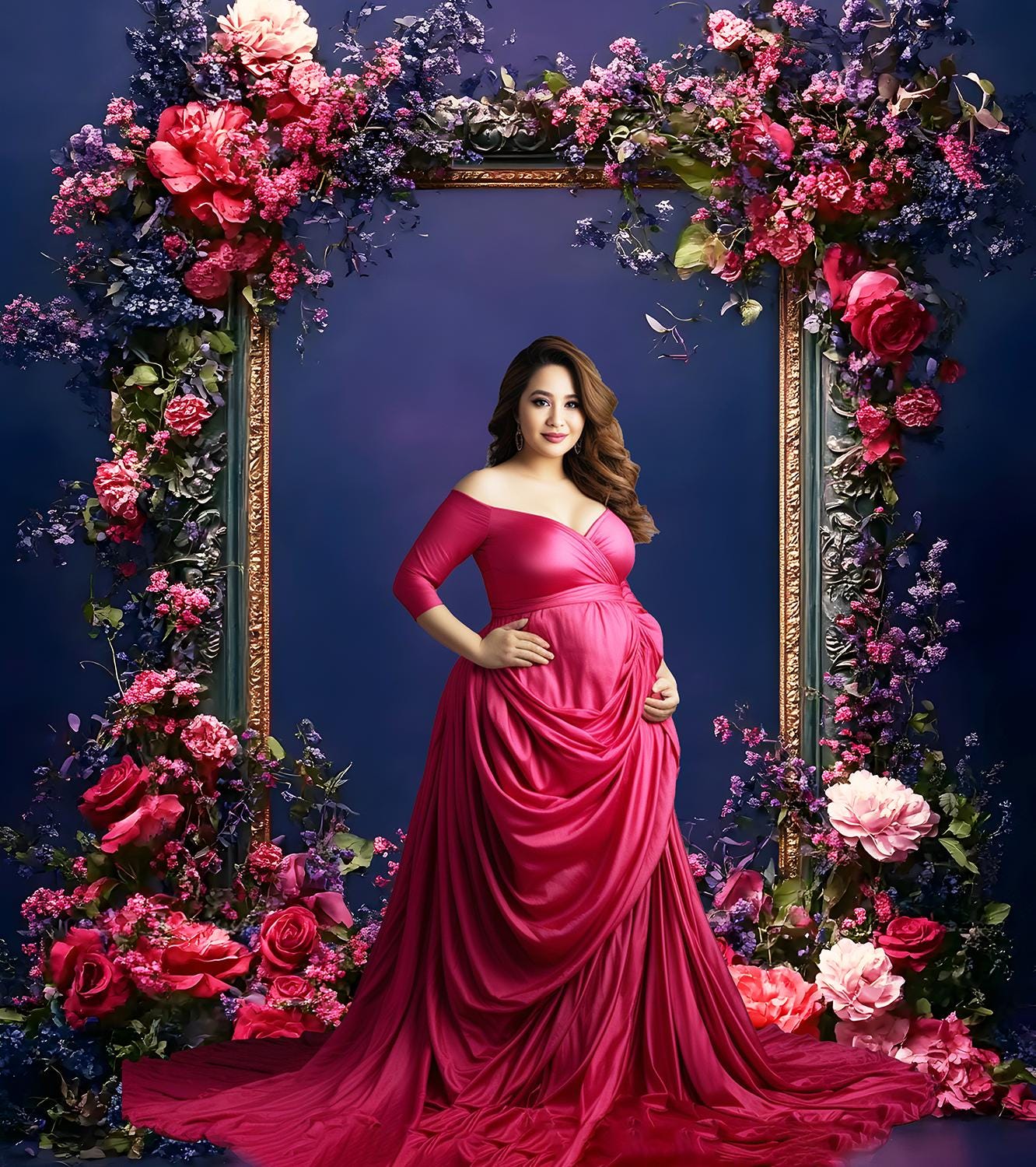 50 Floral Frame Digital Backdrops: Maternity Photography Overlays (JPG ...