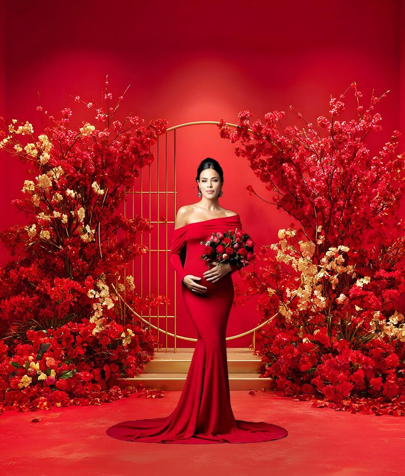 40 Red Floral Frame Digital Backdrops : Romantic Valentine's Day ...