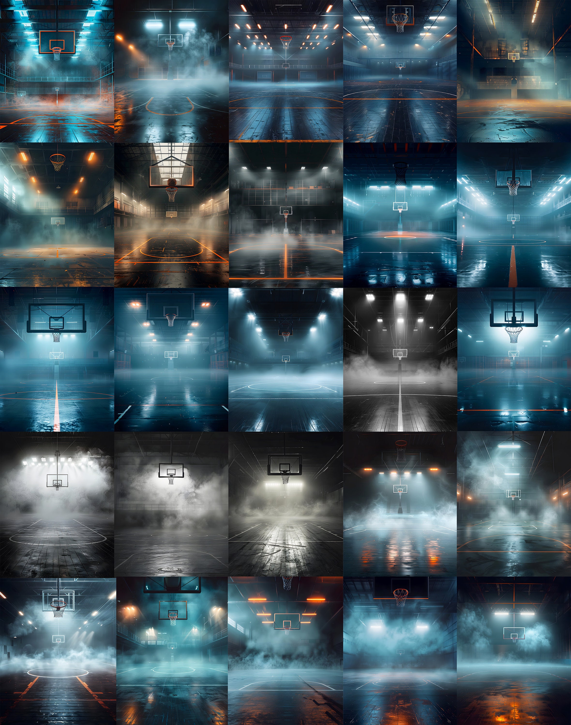 128 Basketball Court Digital Backdrops BUNDLE, Sports Photography : Fog ...