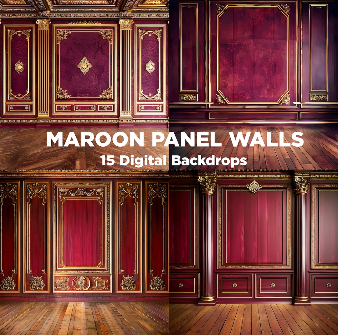 15 Maroon Royal Panel Walls Digital Backdrops, Studio Wall Backdrops ...