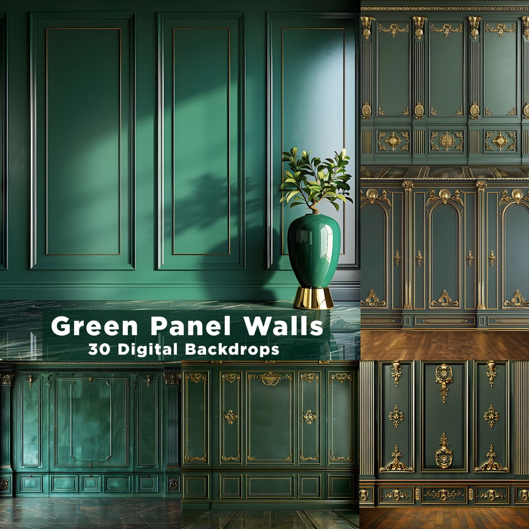 30 Green Panel Walls Digital Backdrops, Studio Wall Backdrops ...