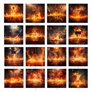 28 Basketball Court FIRE Digital Backdrops for Sports Photography ...