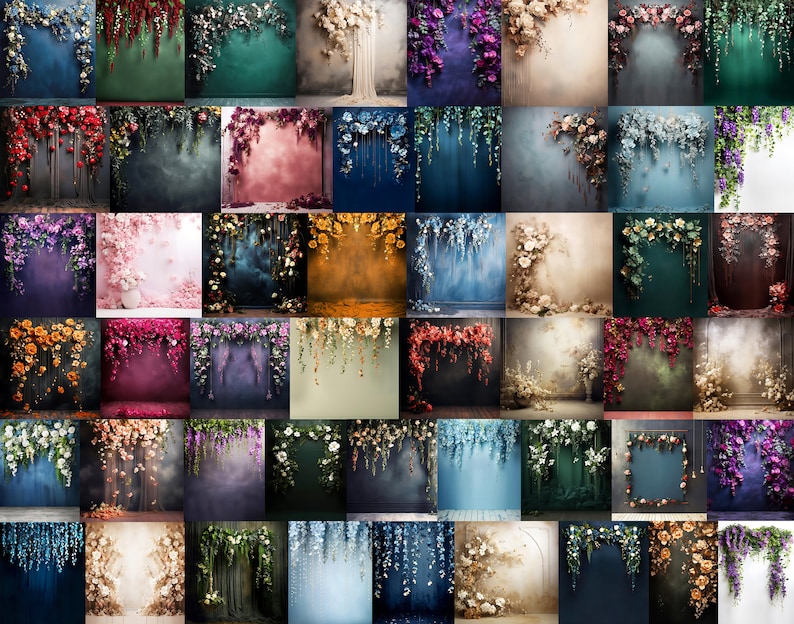Hanging Floral Digital Backdrops: Fine Art Photography Overlays (JPG ...