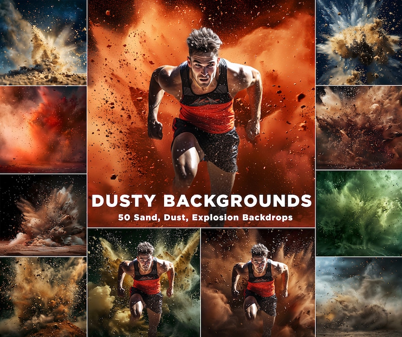 Sports Photography Backgrounds: Sand & Dust Explosion Overlays (JPG ...