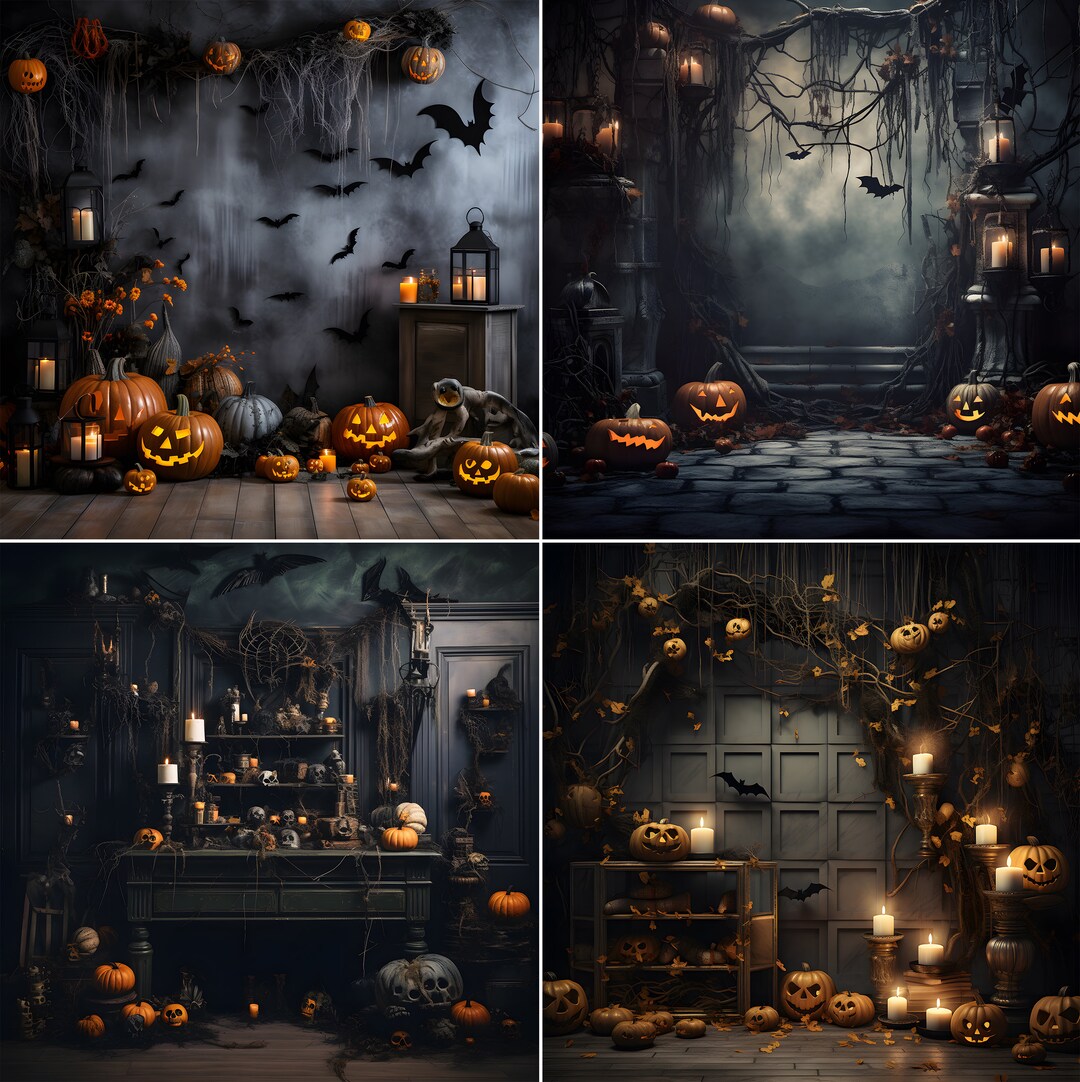 25 Halloween Digital Backdrops Dark and Moody, Vintage Designs ...
