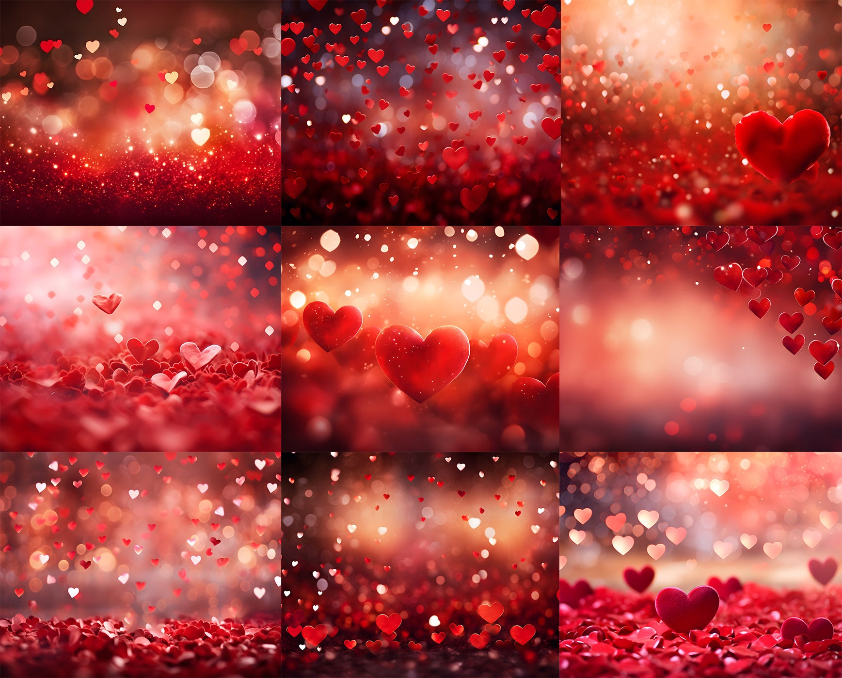 17 Valentines Red Heart Bokeh Overlays, Fine Art Portrait Photography ...
