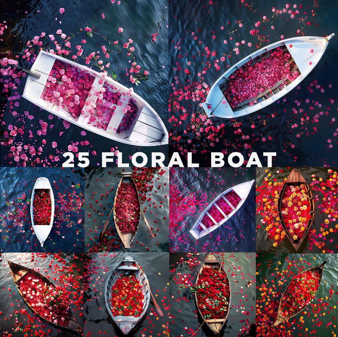 25 Floral Seas Boat Set Digital Backdrops, Photography Backdrops ...
