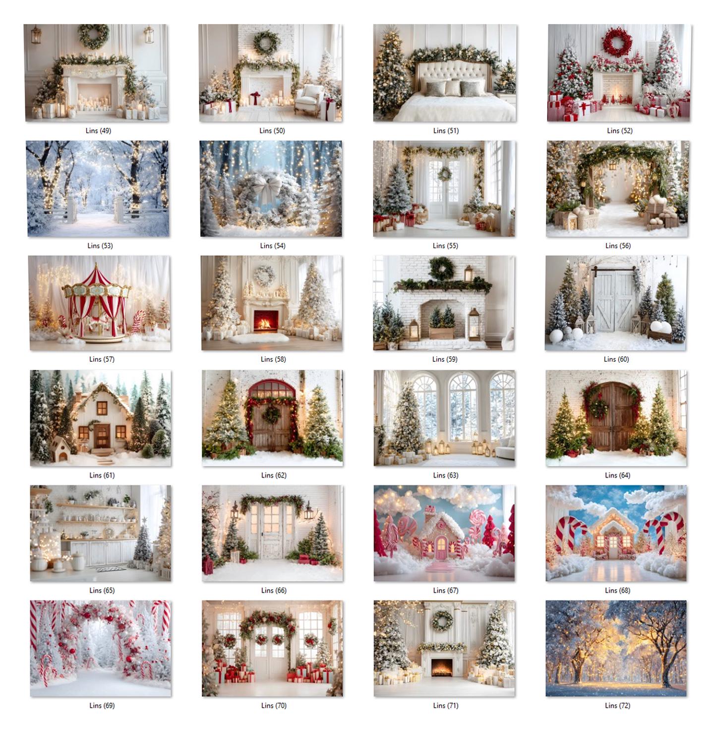155 White Christmas Digital Backdrops: Holiday Photography Backgrounds ...
