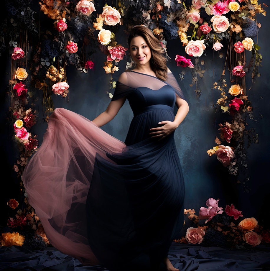 55 Hanging Floral Digital Backdrops, Maternity Backdrop Overlays ...