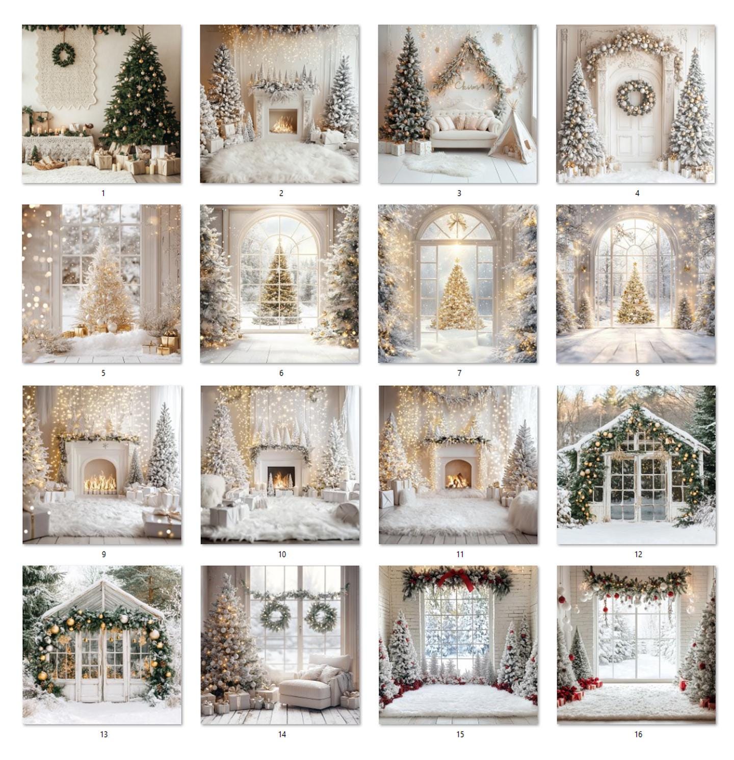 110 White Christmas Digital Backdrops: Festive Holiday Photography ...