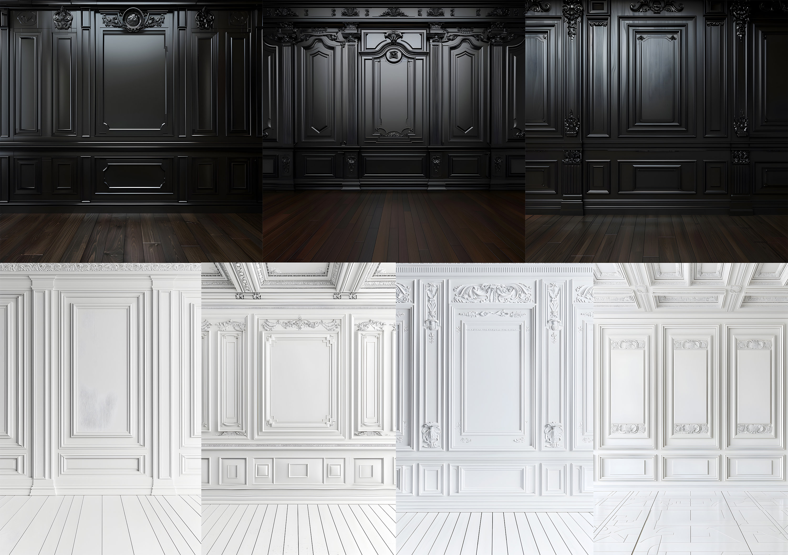 45 Panel Wall Digital Backdrop Set, Black White Maternity Backdrop ...