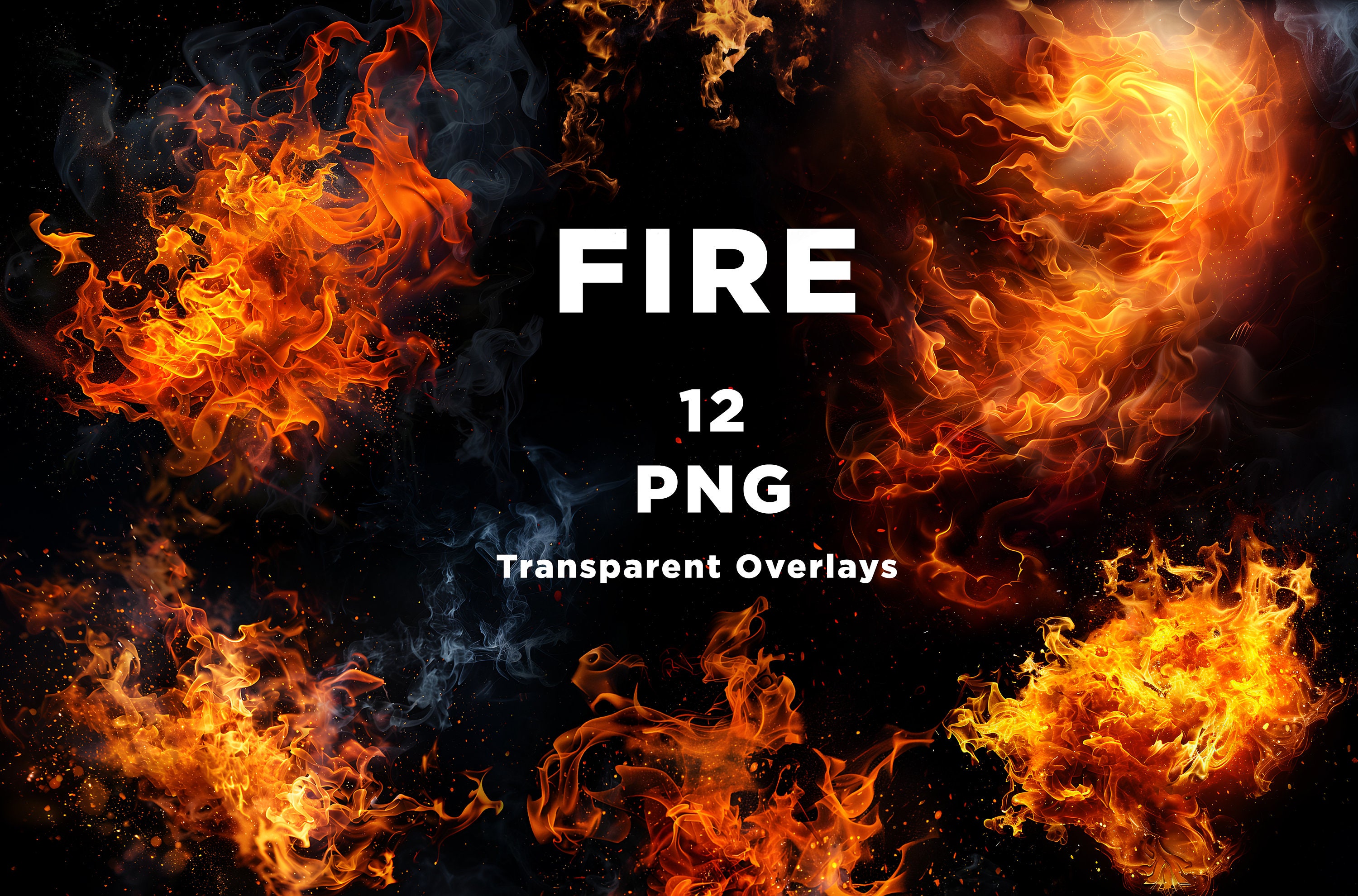 12 Fire Transparent PNG Overlays, Fire Backgrounds, Fire Sparks and ...