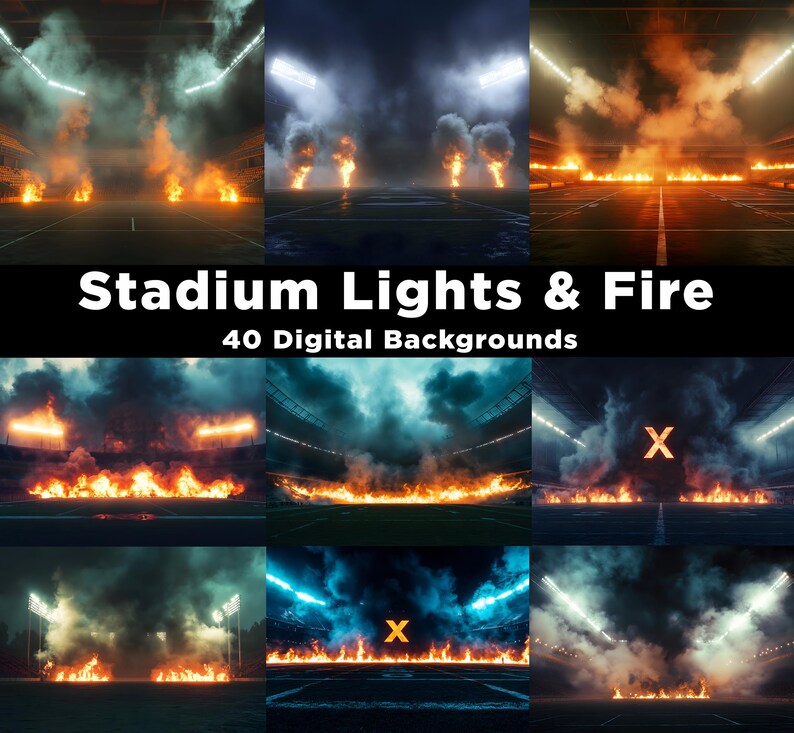 40 Stunning Stadium Lights & Fire Digital Backdrops, Sports Photography ...
