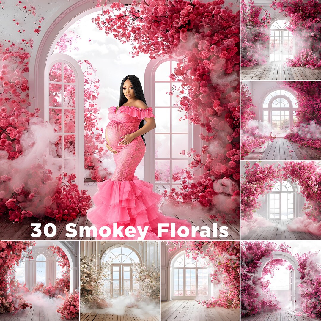 30 Smokey Florals Digital Backdrops: Photography Texture Overlays (JPG ...