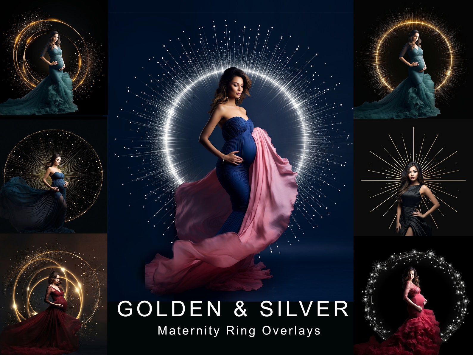 115 Modern GOLDEN & SILVER Maternity Ring Overlays, Maternity Light ...