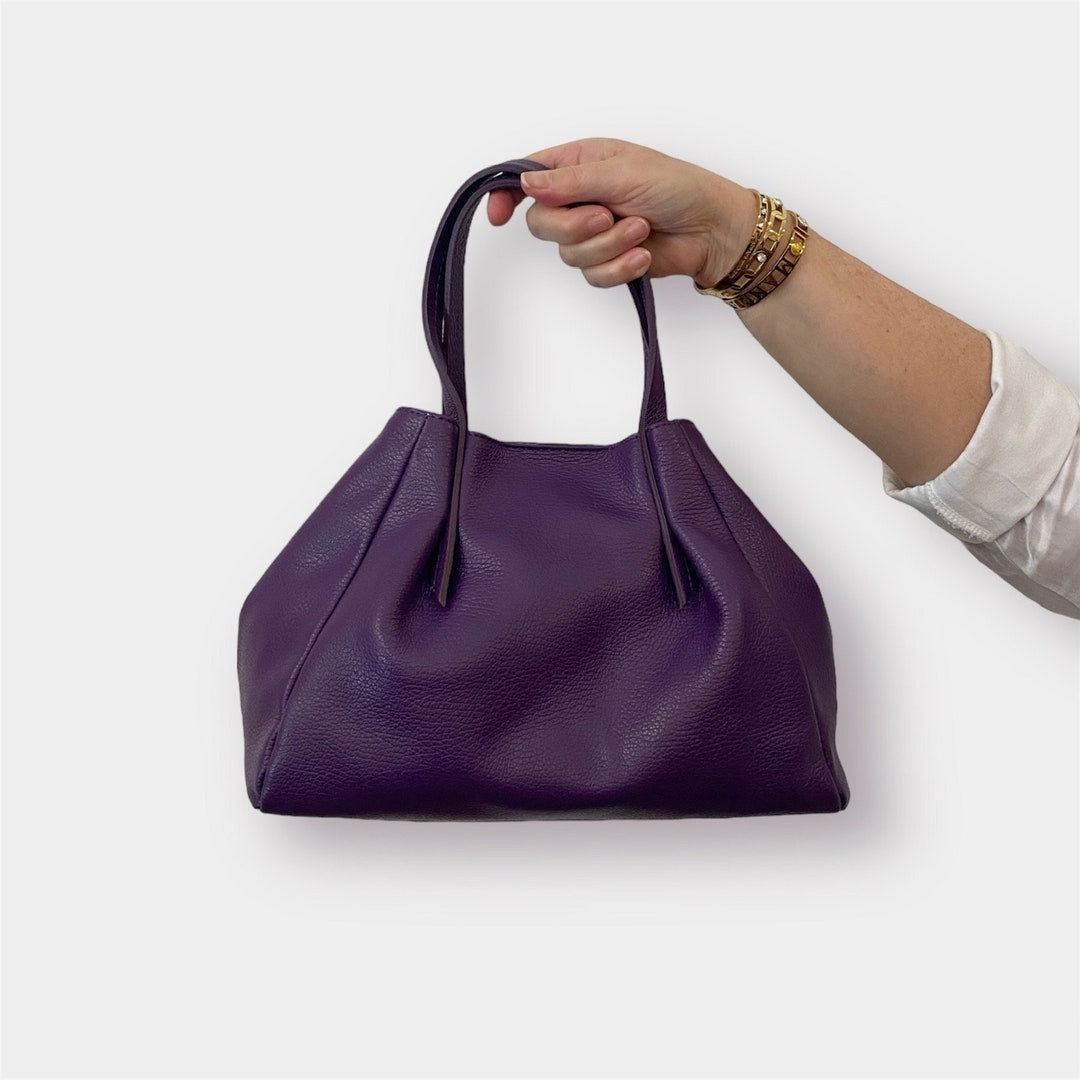 Purple Leather Bag, Italian Leather Handbags, Leather Handbag for Women ...
