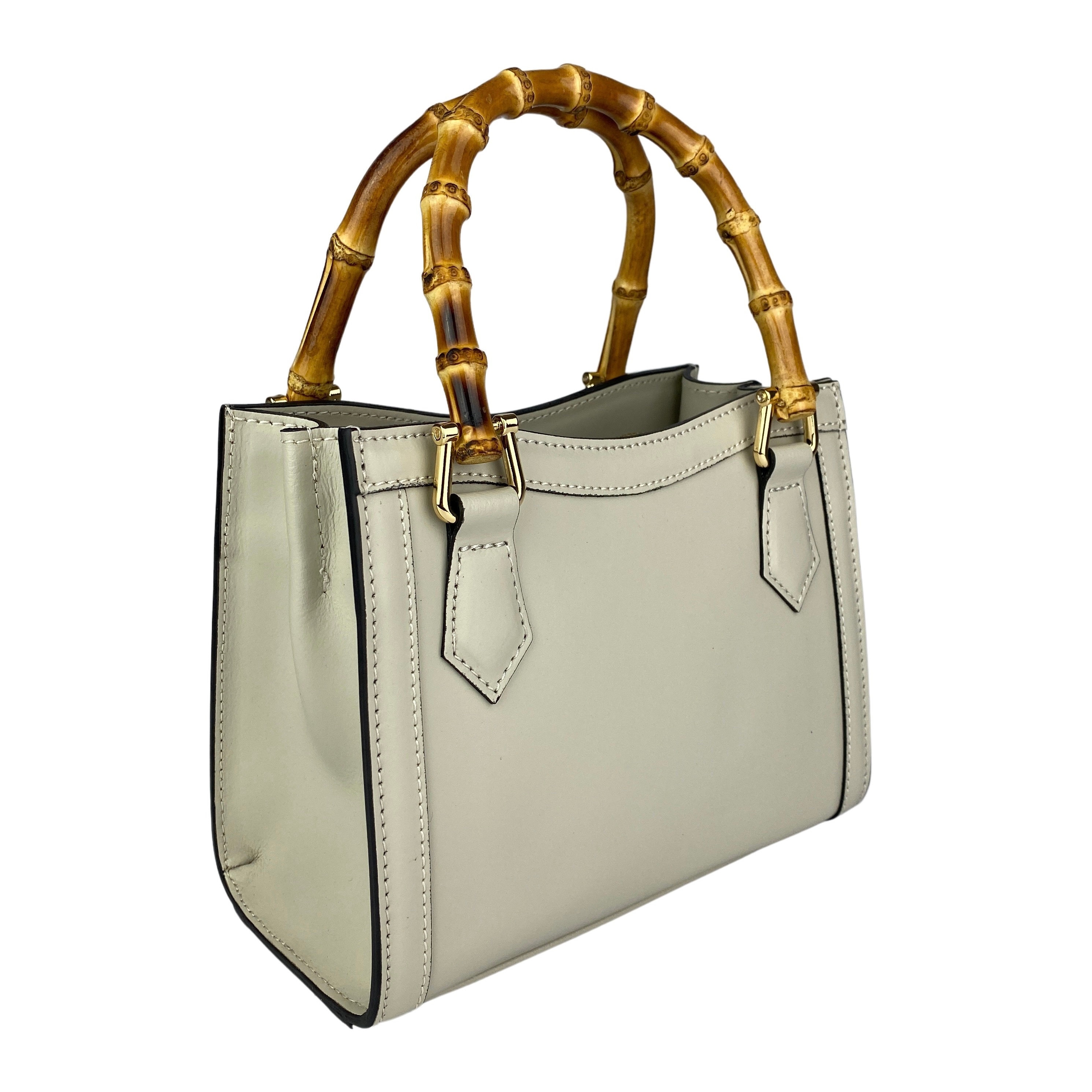 Leather Bag Bamboo Handle Bag Woman Leather Bag Made in - Etsy