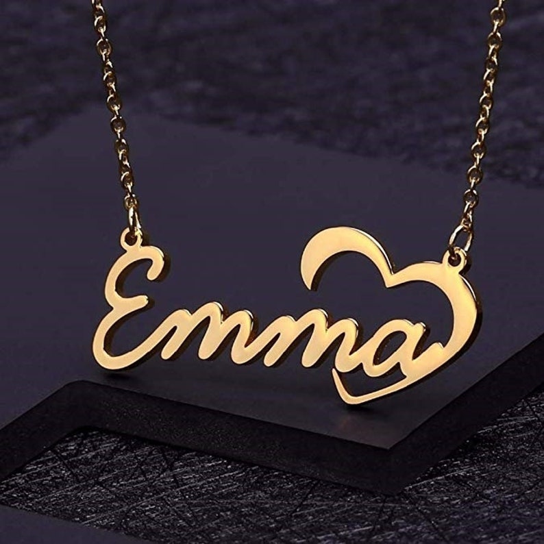 Personalized 925 Sterling Silver Name Necklace With Heart Shapes ...