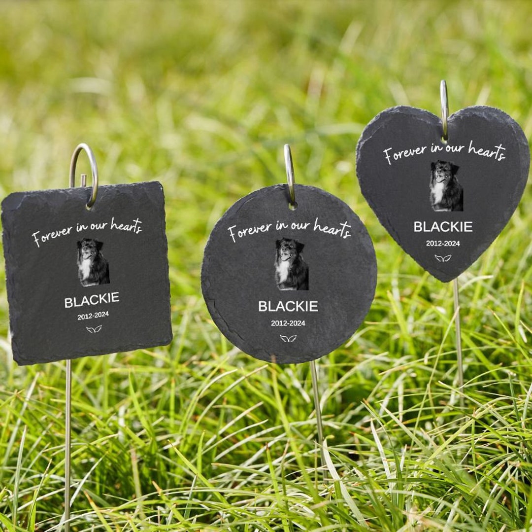 Custom Pet Memorial Slate Plaque Photo Engraved Pet Memorial Marker Pet ...