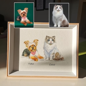 Mini Pet Portrait Hand Painted, Dog Portrait, Custom Watercolor ...
