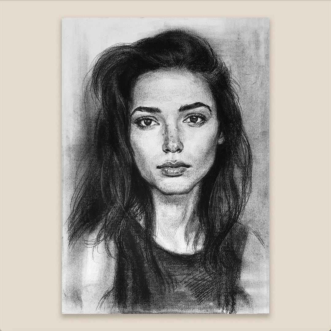 Custom Sketch Portrait, Charcoal Drawing From Photo, Art Commission ...