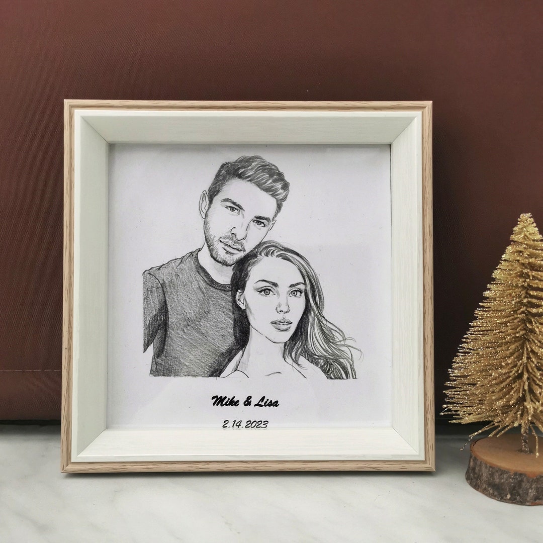Custom Line Drawing Portrait, Couples Hand Drawn Sketch, Personalised ...