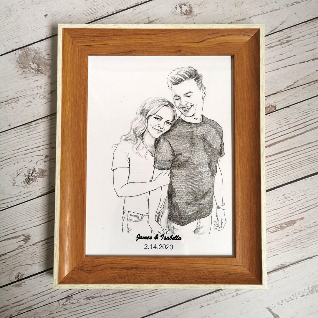 Custom Couple Drawing, Personalized Portrait, Sketch From Photo,hand ...