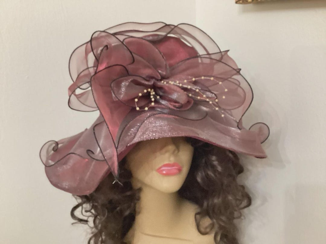 Burgundy Red Church Hat Tea Party Wedding Hat - Etsy