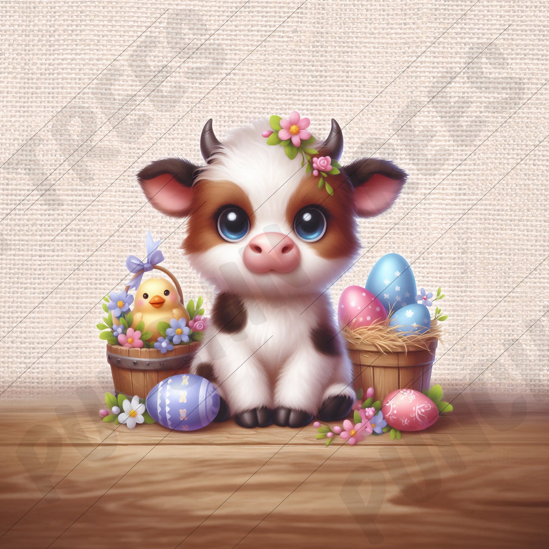Cute Easter Cow Sign, Spring Wreath Image (digital File) - Etsy
