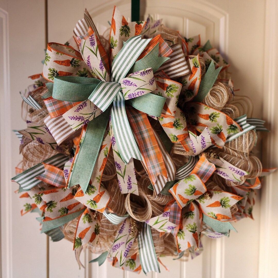 Farmhouse Easter Wreath for Front Door, Easter Wreath, Carrot Print and ...
