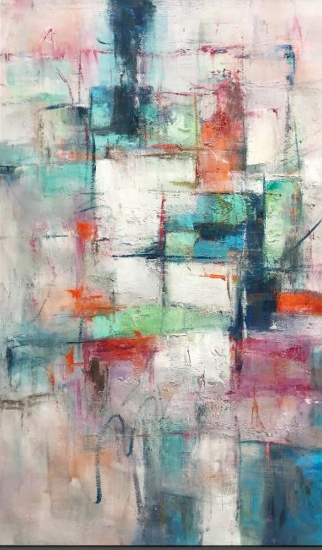 Vertical original abstract oil painting soft and colourful | Etsy