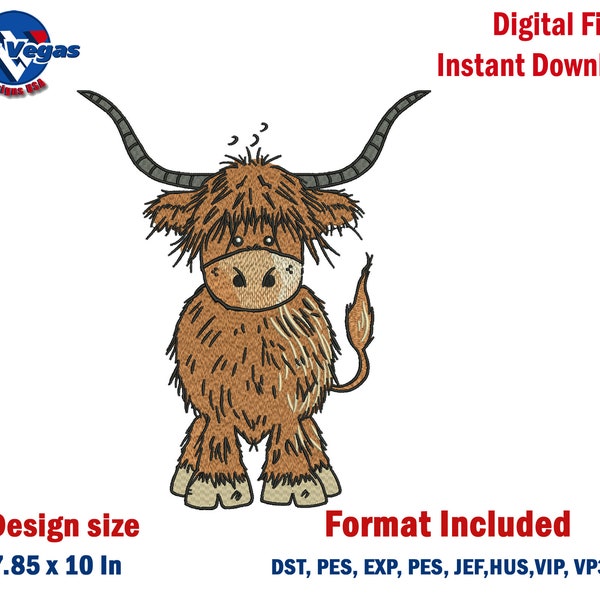 Highland Cow Machine Embroidery - Etsy