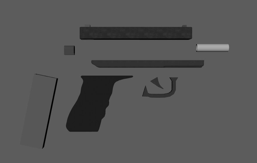 Glock 17 Cartoonish Simple 3d Model for Game Design - Etsy