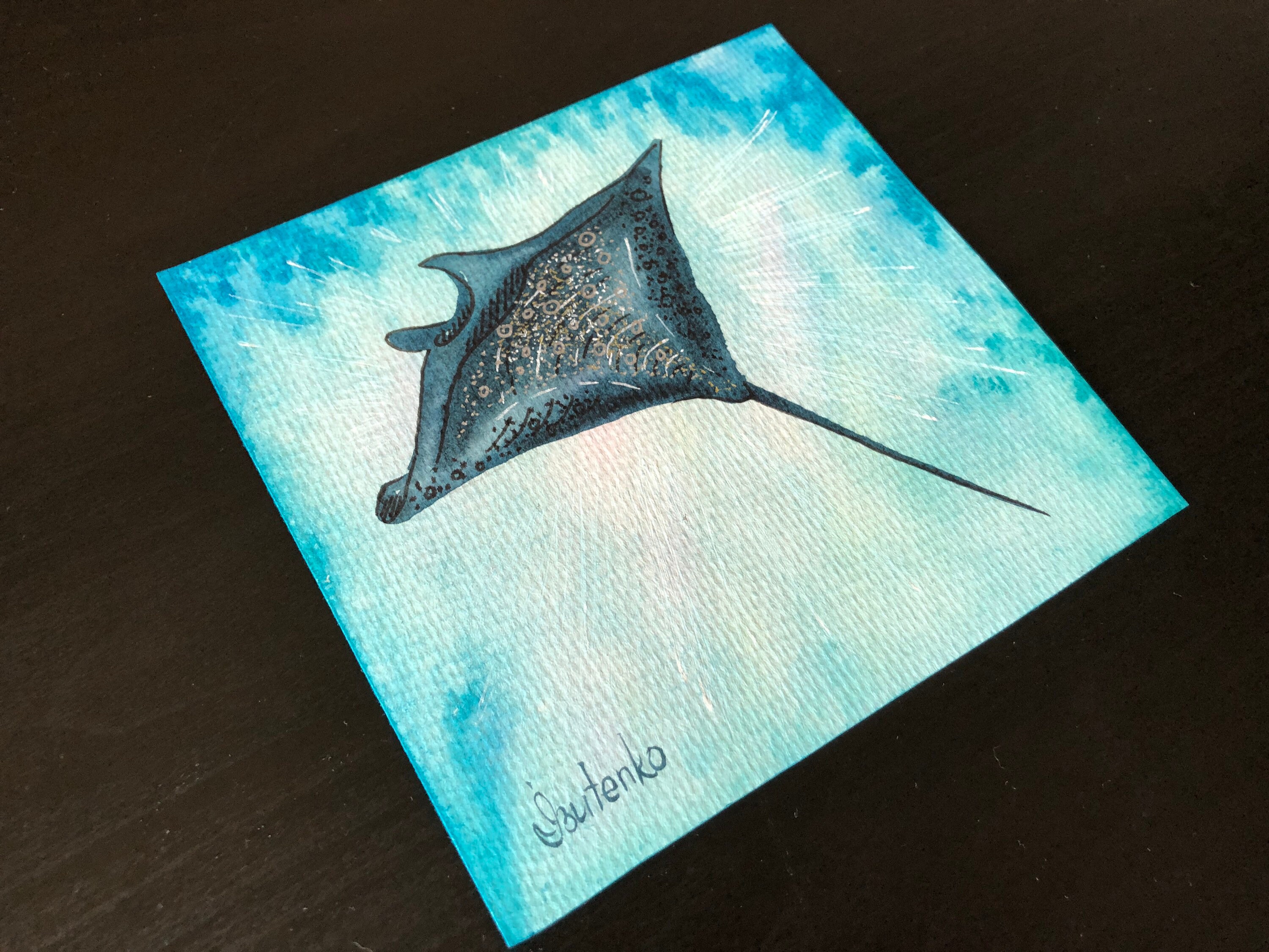 Stingray Painting Original Watercolor Manta Wall Art Sea | Etsy