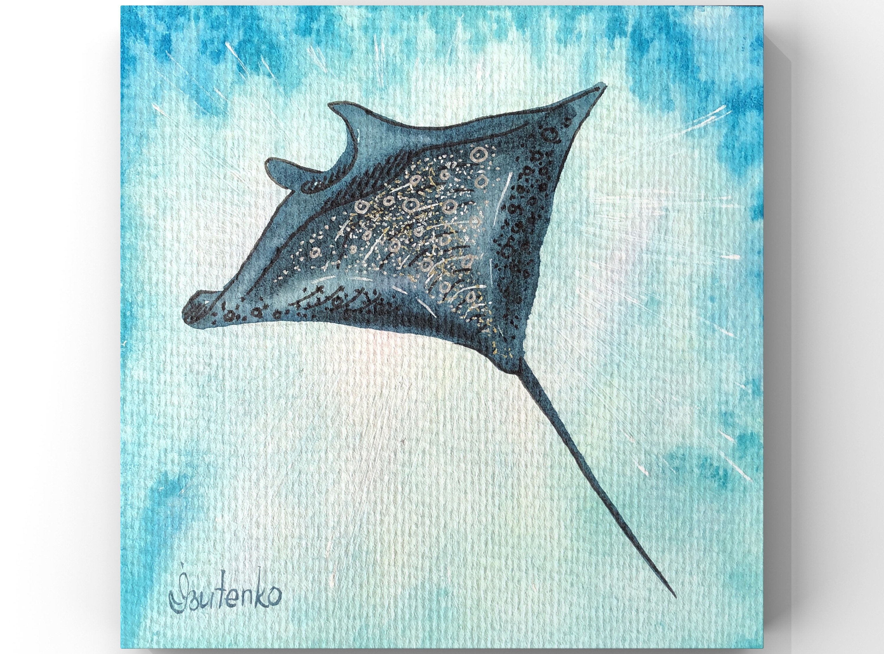 Stingray Painting Original Watercolor Manta Wall Art Sea | Etsy