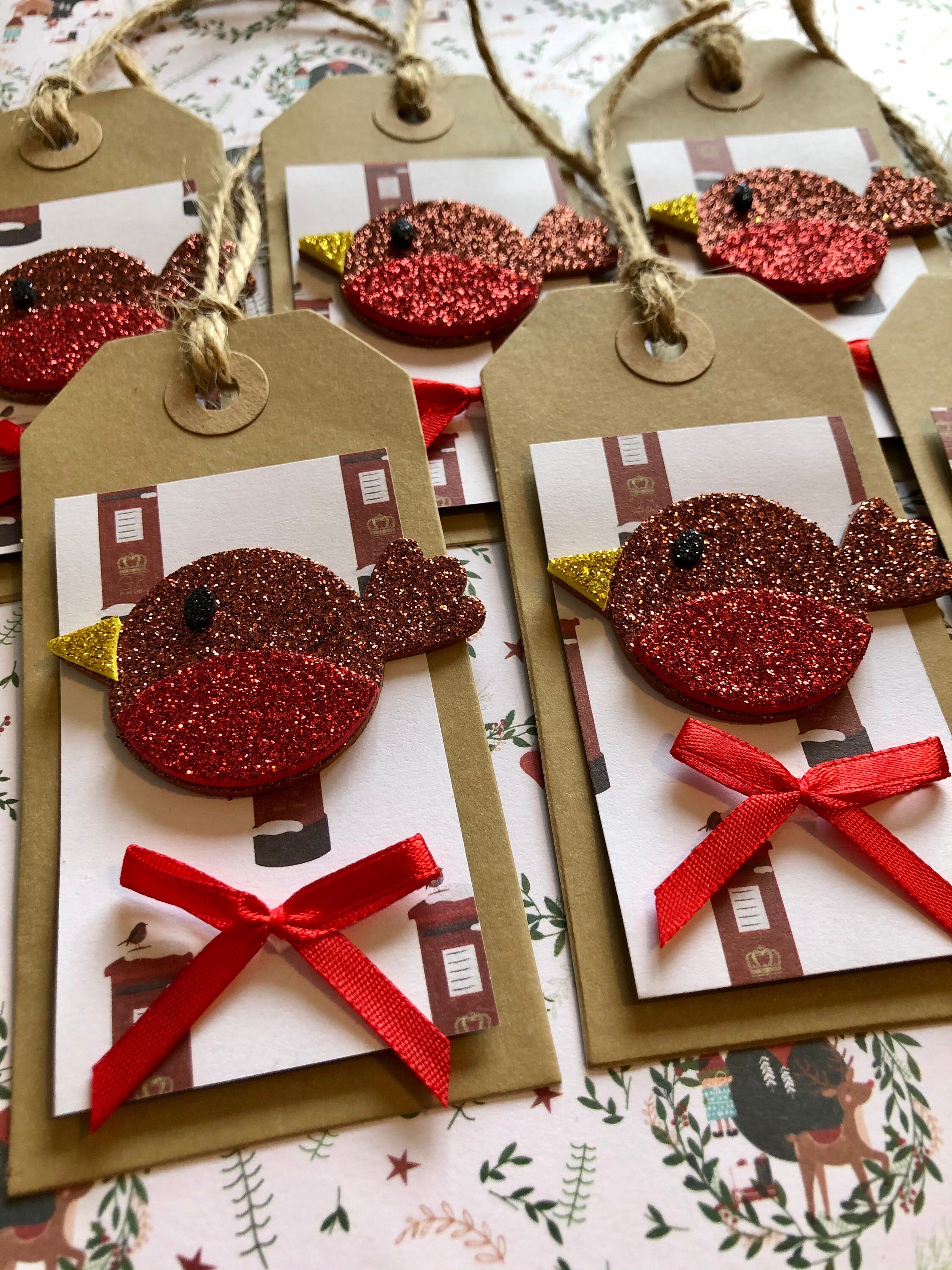 6 Handmade with love Christmas robin gift tags | Etsy