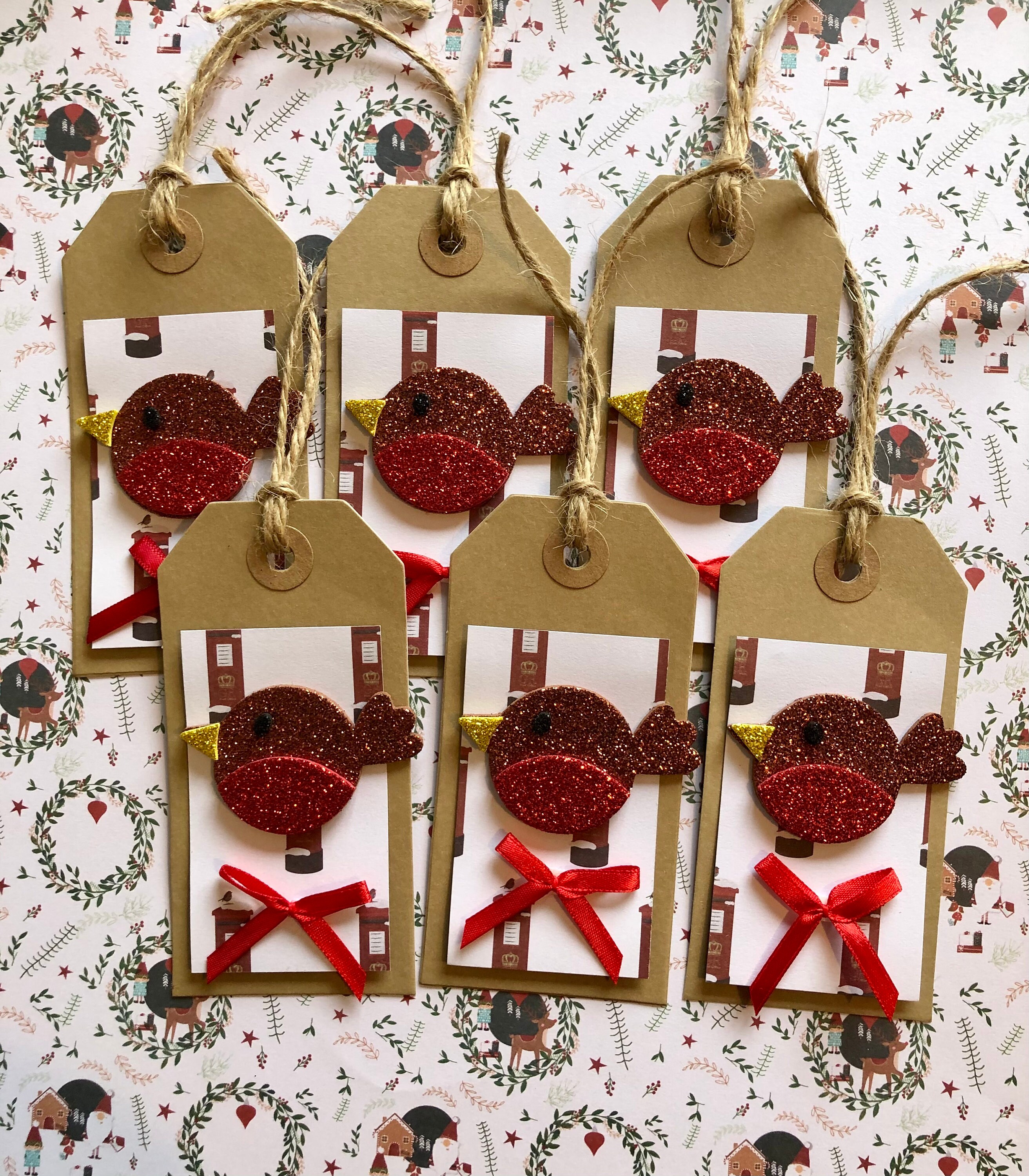 6 Handmade with love Christmas robin gift tags | Etsy