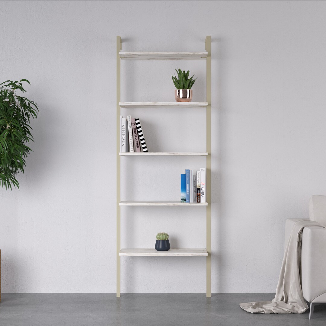 Magliana Marble Pattern Bookcase Wall Mounted Shelf Ladder Shelf ...