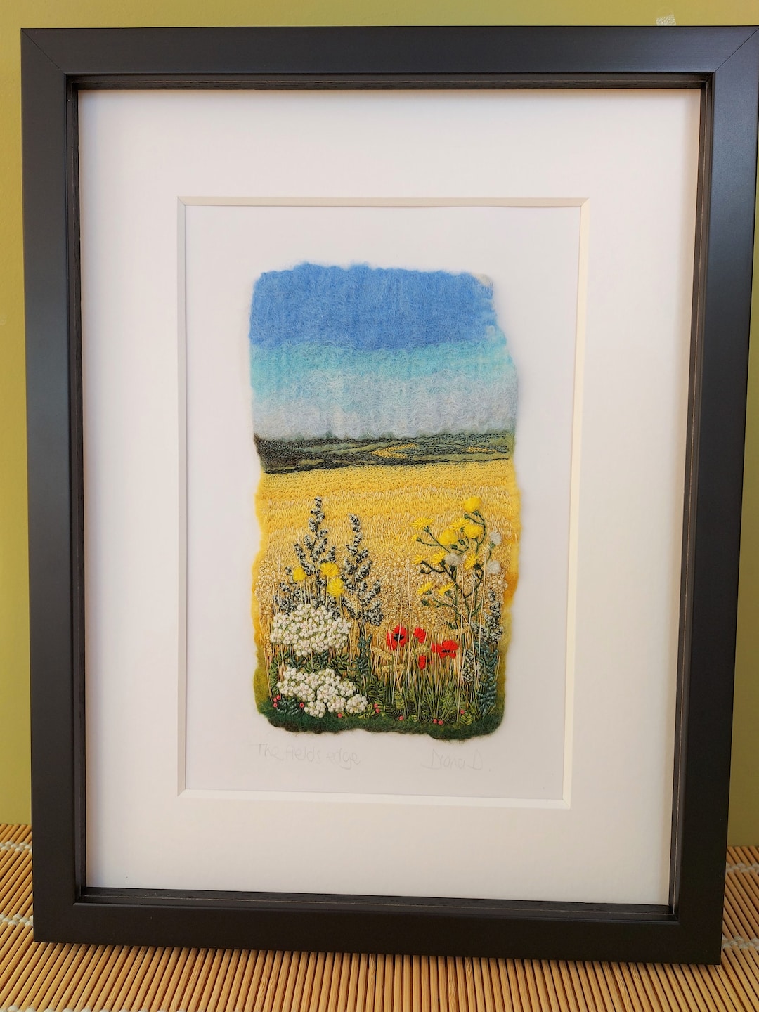The Field's Edge felted Wool and Hand Embroidery Framed - Etsy