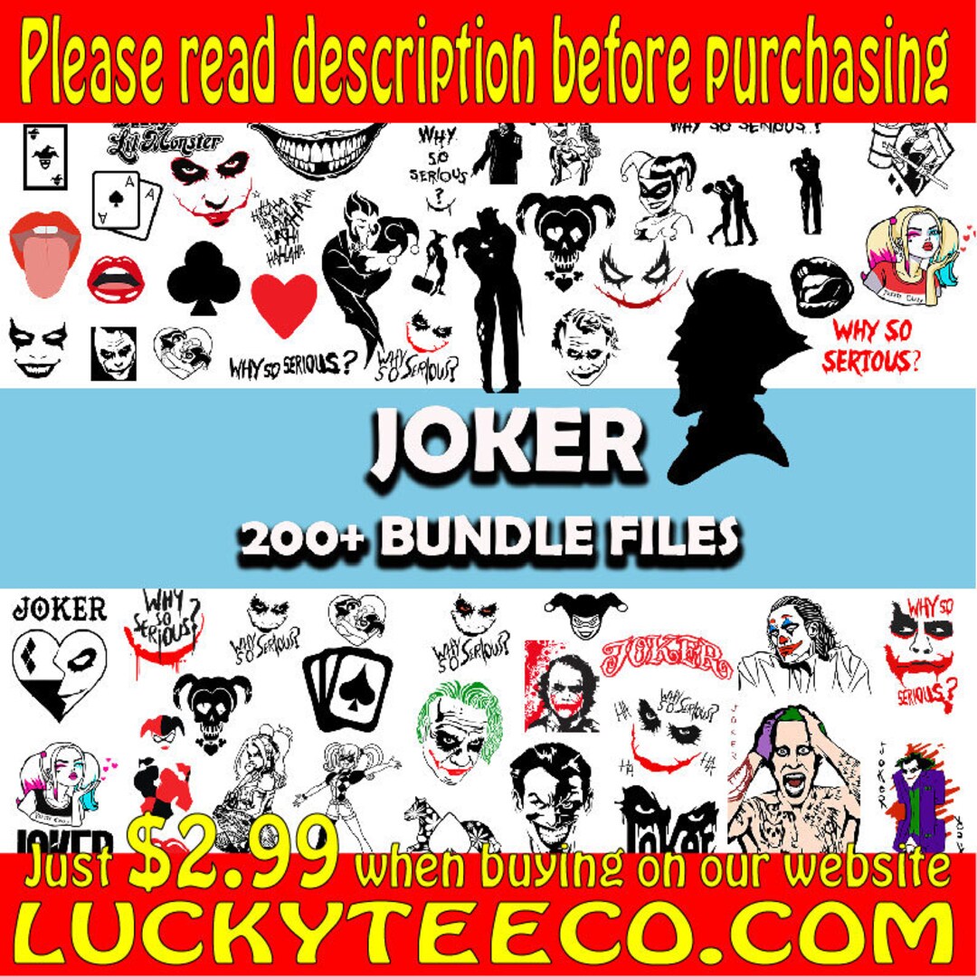 Joker Bundle Svg, Joker Svg, Joker Face Svg, Villain Svg, Harley Quinn ...