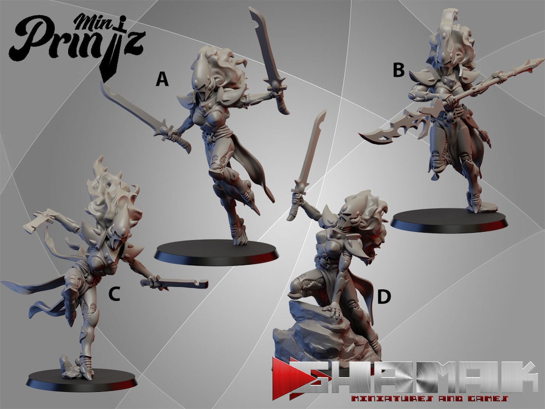 Sci-fi Dark Space Elf Wraith Screamers 3D Printed Miniature by Ghamak ...