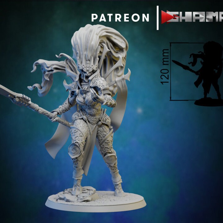Dark Space Elf Elda Ava 3D Printed Miniature by Ghamak | Etsy